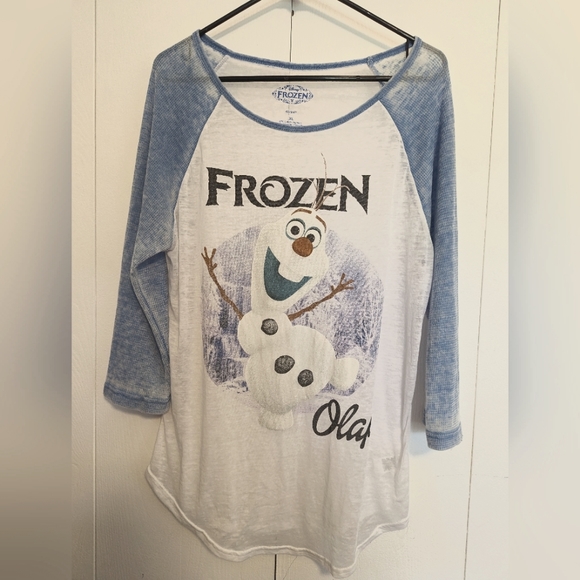 Disney | Tops | Disney Frozen Olaf Sheer Jersey Top Xl | Poshmark
